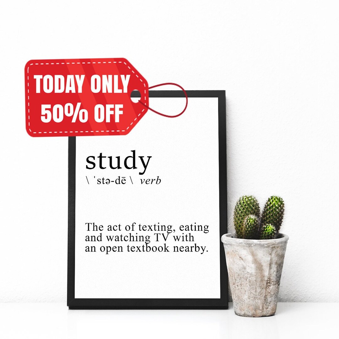 Study Definition Print, Dorm Decor, Dorm Room Decor, College Dorm Girl ...