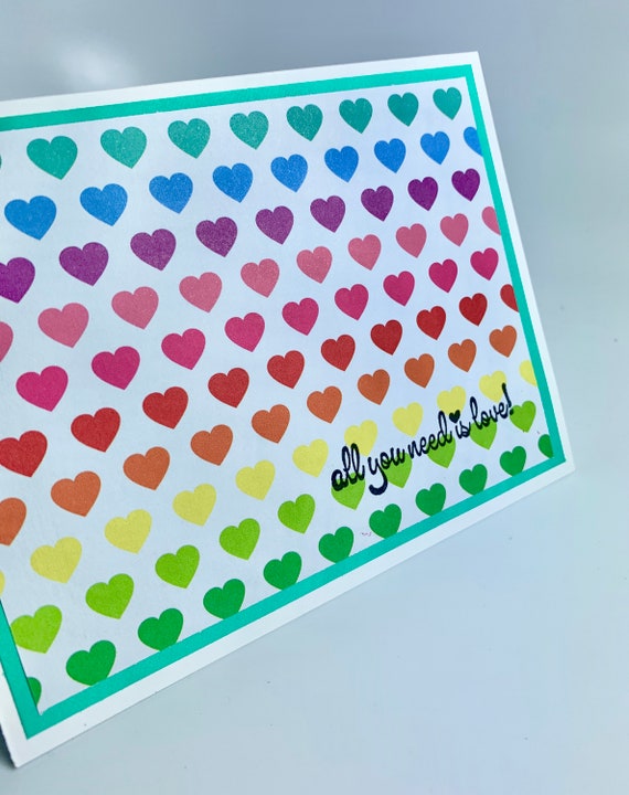 Heart Greeting Card // Rainbow Heart Card // Heart Notecard // | Etsy