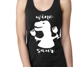 WINO SAUR Tank Top Heather Gray Wine Tank Funny Wine Shirt - Etsy