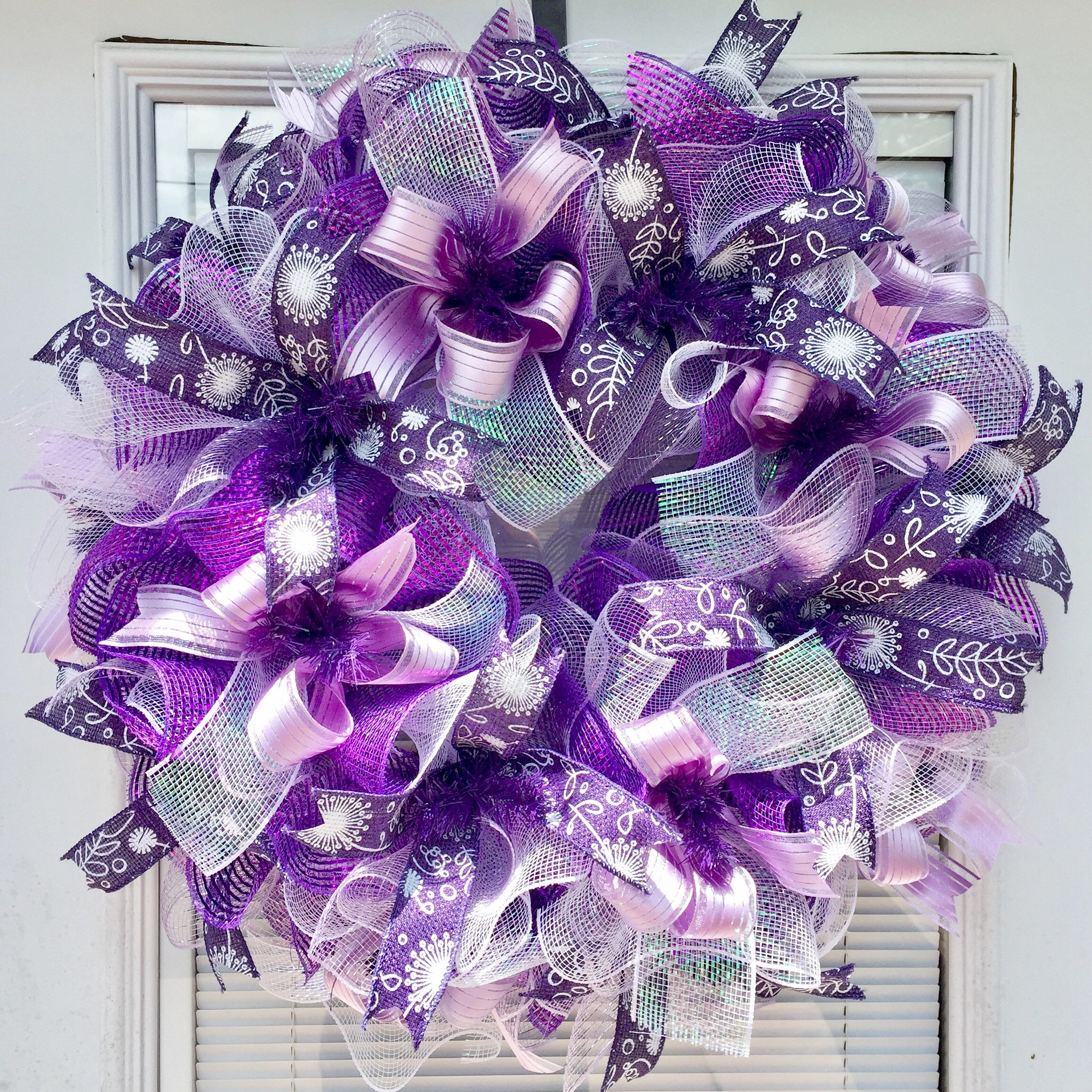 Deco Mesh Wreath Spring Wreath For Front Door Purple Wreath Etsy