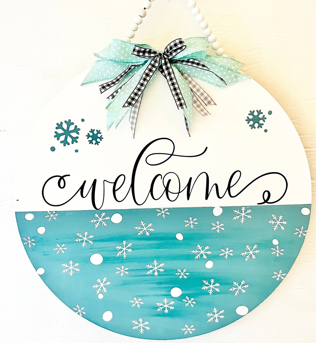 Winter Door Hanger, Winter Theme Door Hanger, Wood Round Door Hanger ...