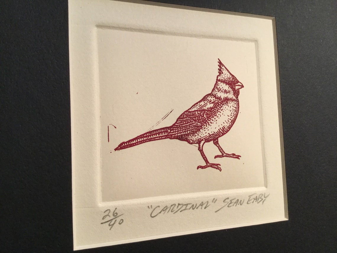 Cardinal Etching by Sean Eaby - Etsy