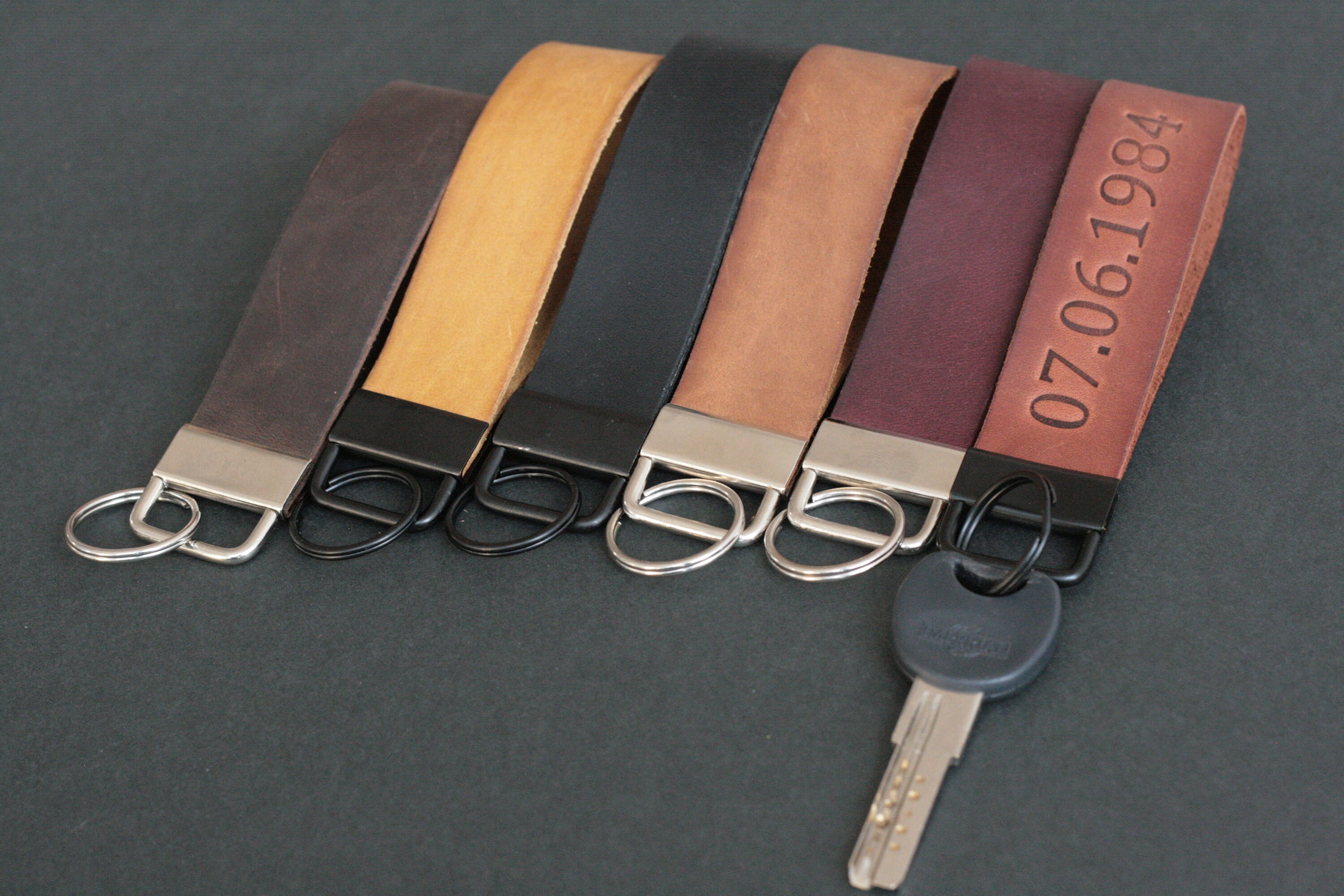 Leather Key Chain Personalized Keychain Custom Leather | Etsy