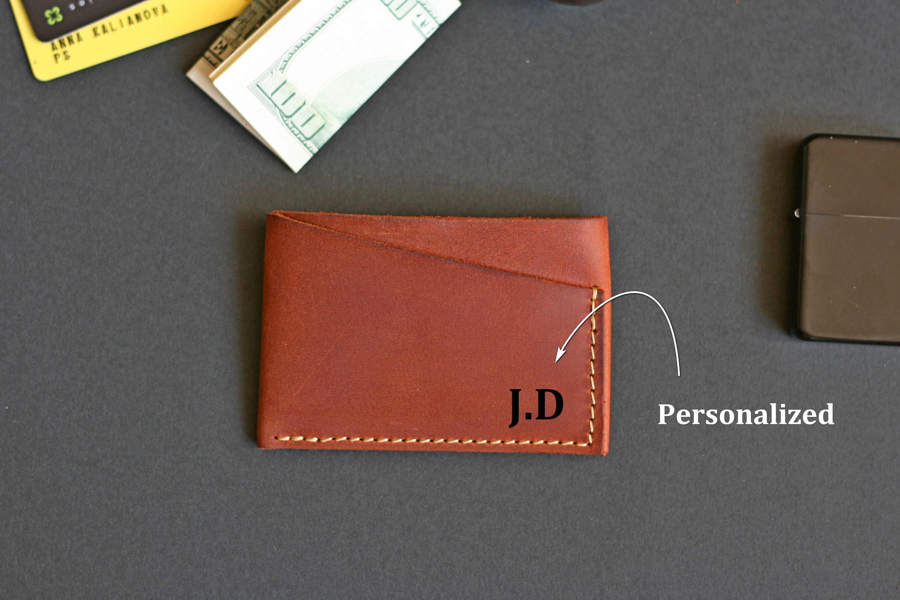 Personalized Leather Wallet: Handmade Distressed Slim Wallet - Etsy