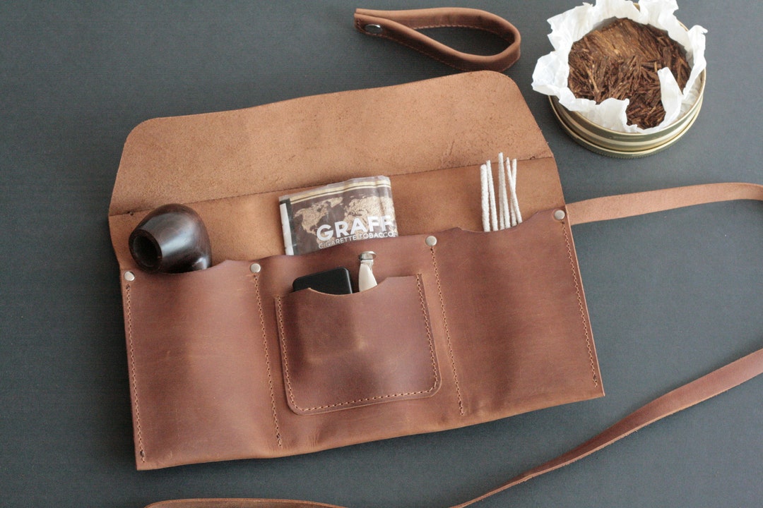 Leather Pipe Roll Personalized Bag for Pipe Leather Pipe Pouch Handmade ...