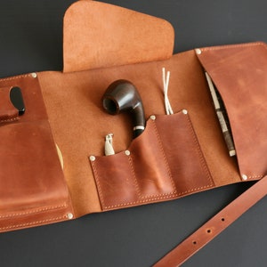 Leather Pipe Pouch Leather Pipe Roll Personalized Pipe Pouch Tobacco ...