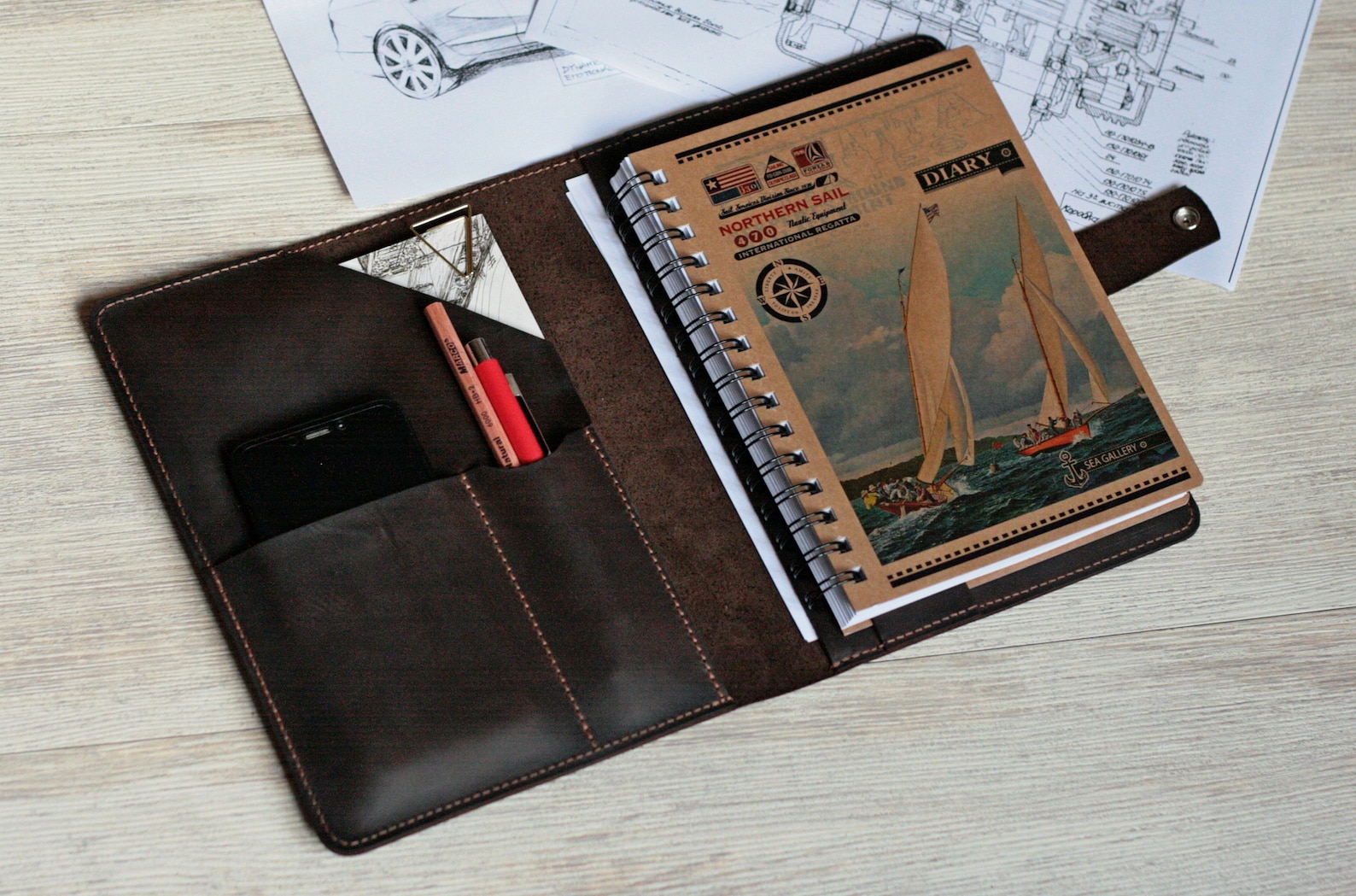 Leather Journal Cover Leather Organizer Leather Notebook Cover | Etsy