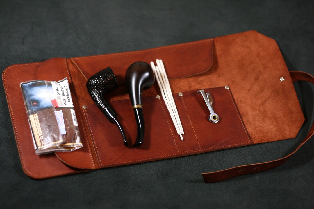 Leather Pipe Roll Leather Pipe Pouch Personalized Pipe Pouch Leather ...