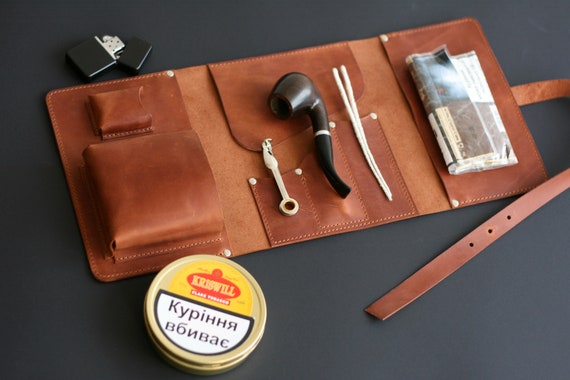 Leather Pipe Pouch Leather Pipe Roll Personalized Pipe Pouch | Etsy