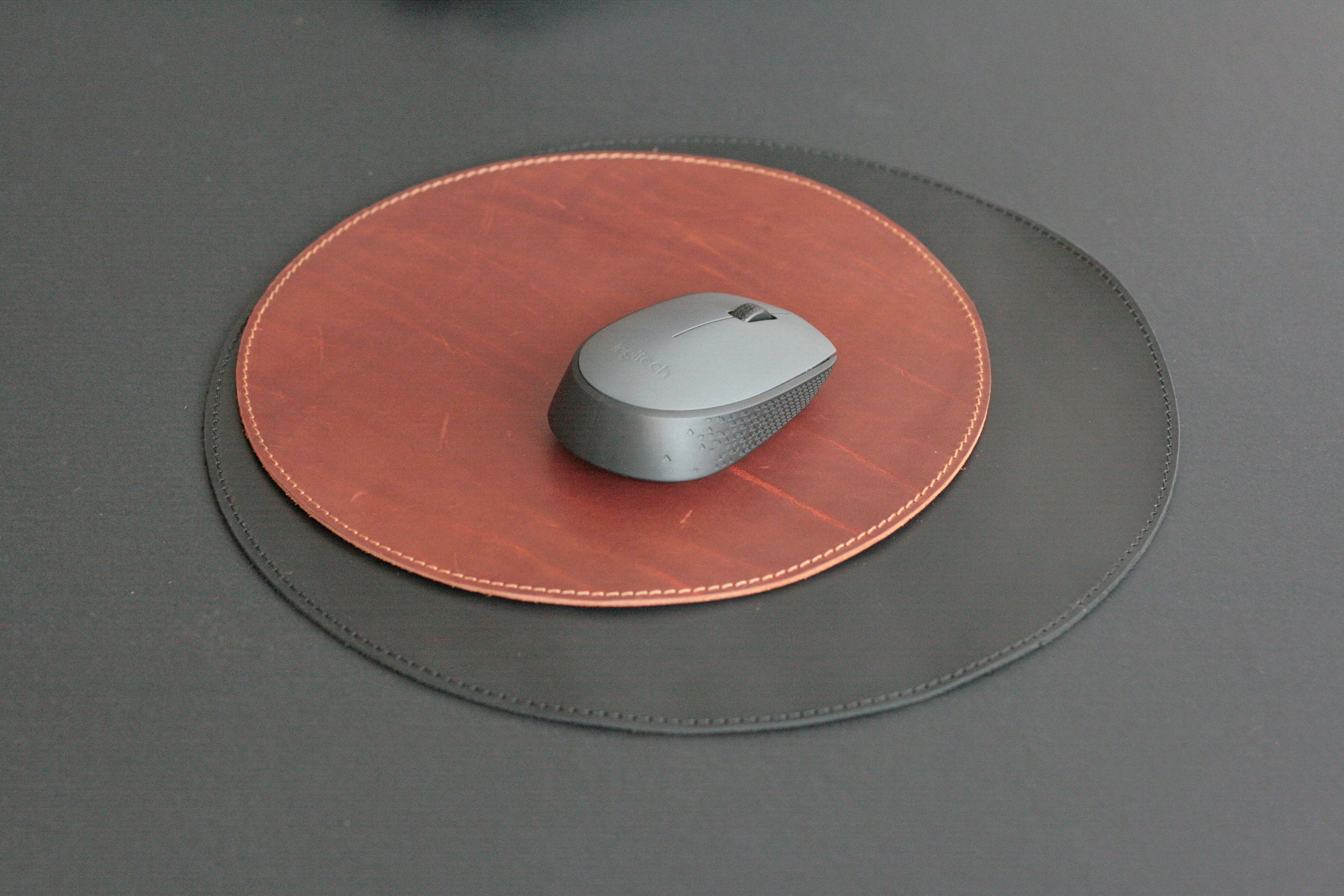 Personalized Round Mouse Pads Leather Mouse Pad Circle | Etsy