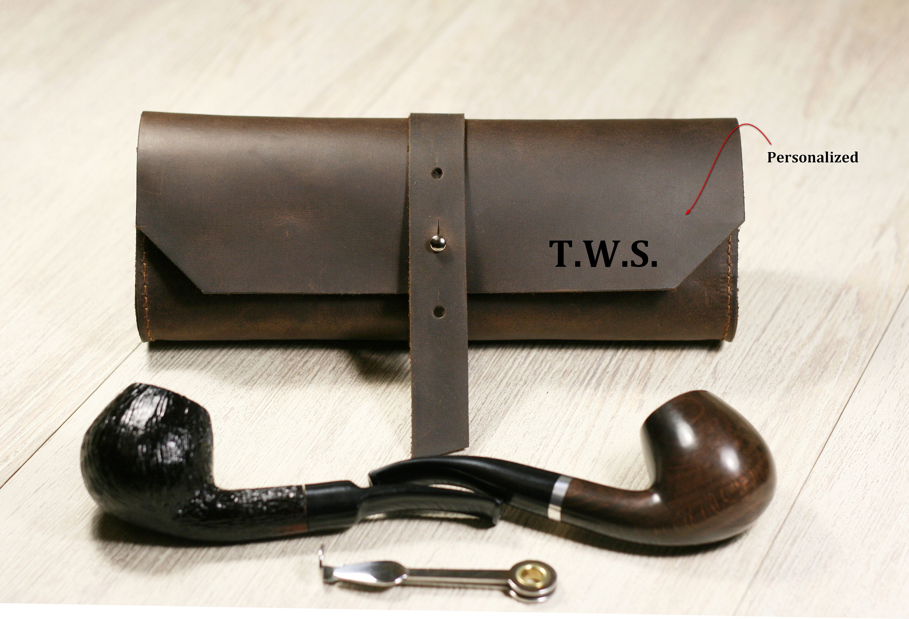 Personalized Leather Pipe Case, Handmade Tobacco Pouch - Etsy