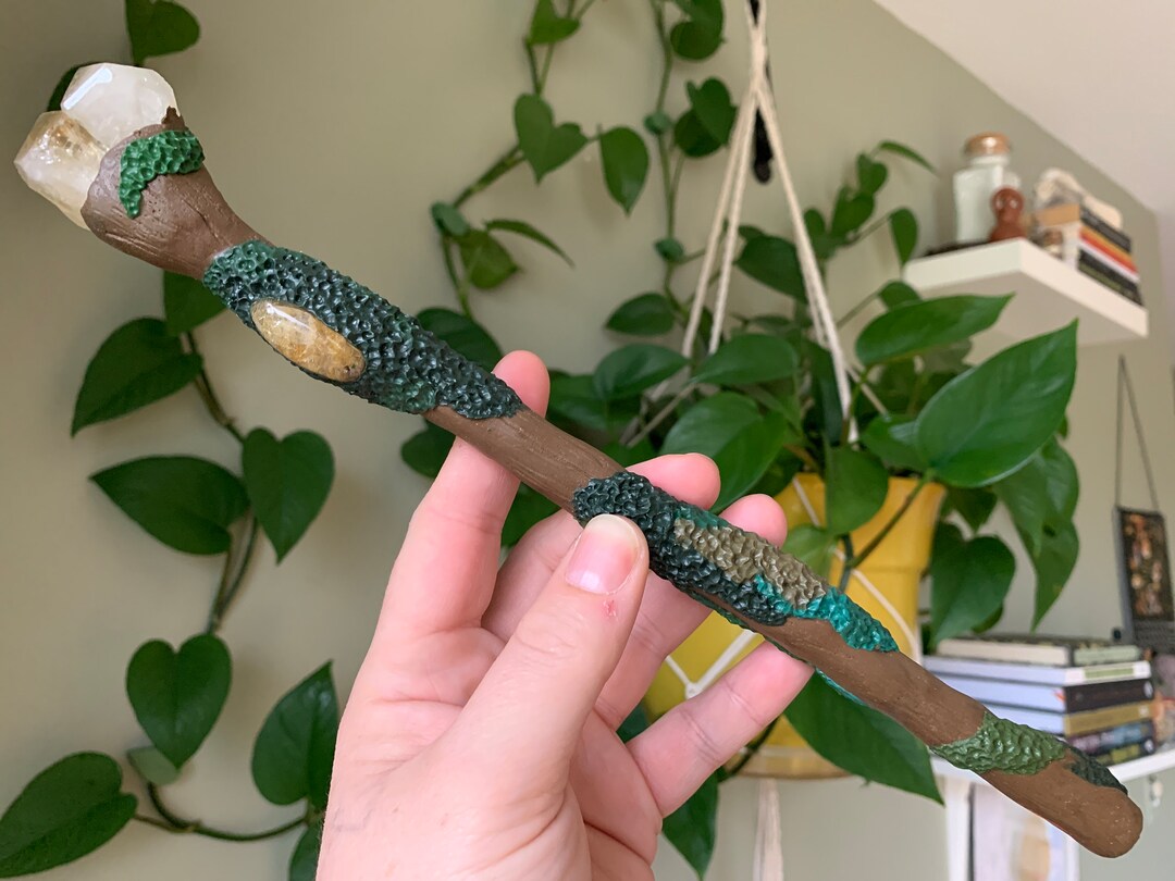 Heated Amethyst Crystal Magical Wand, Handmade Polymer Clay and Crystal ...