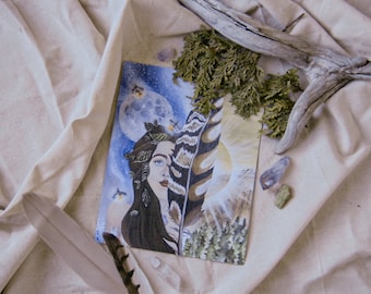 Art Print Lady of September Celestial Equinox Goddess With Masks and ...