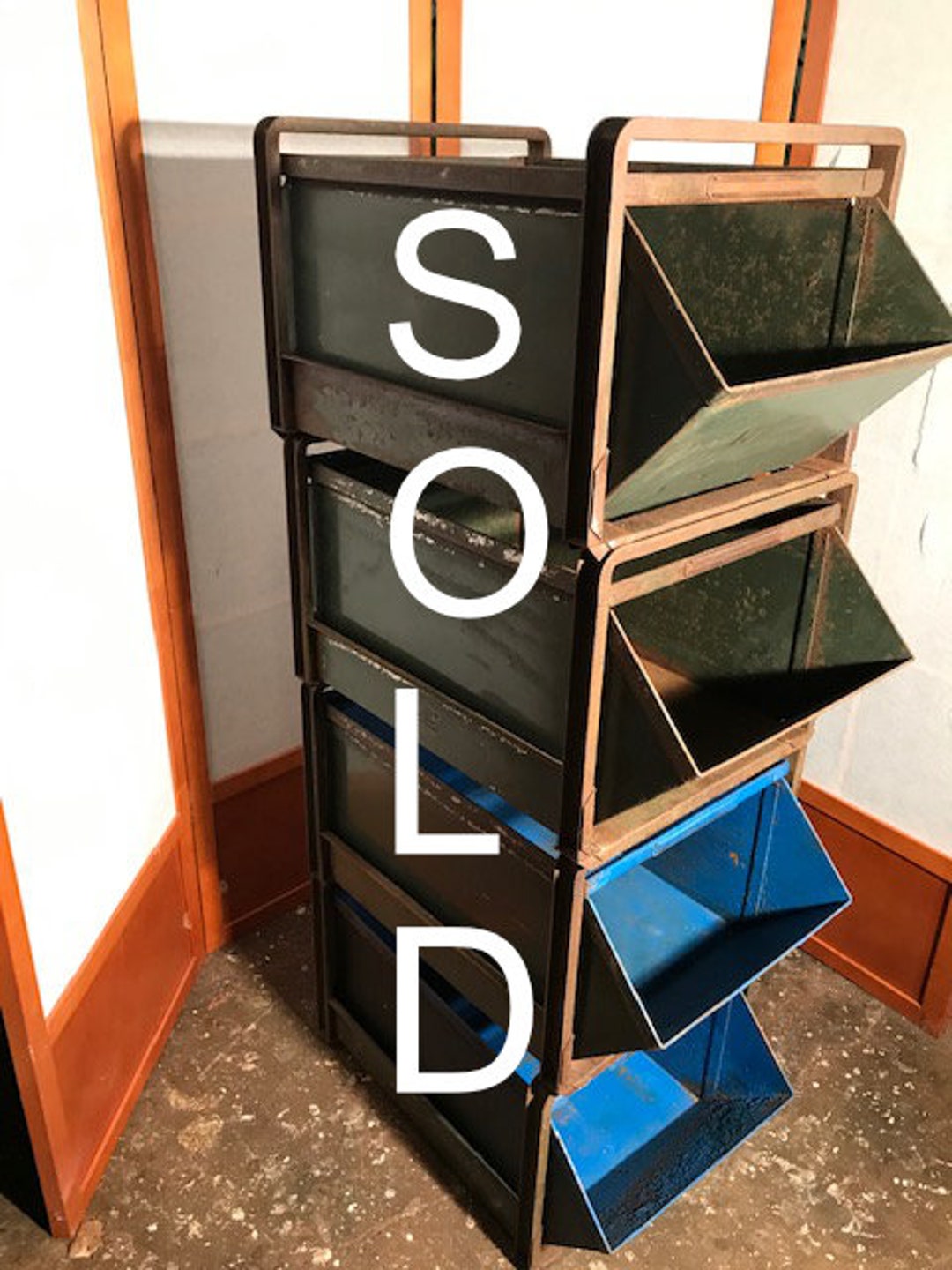 Vintage Rustic Industrial Metal Stackable Storage Bins “pat 1932 ...