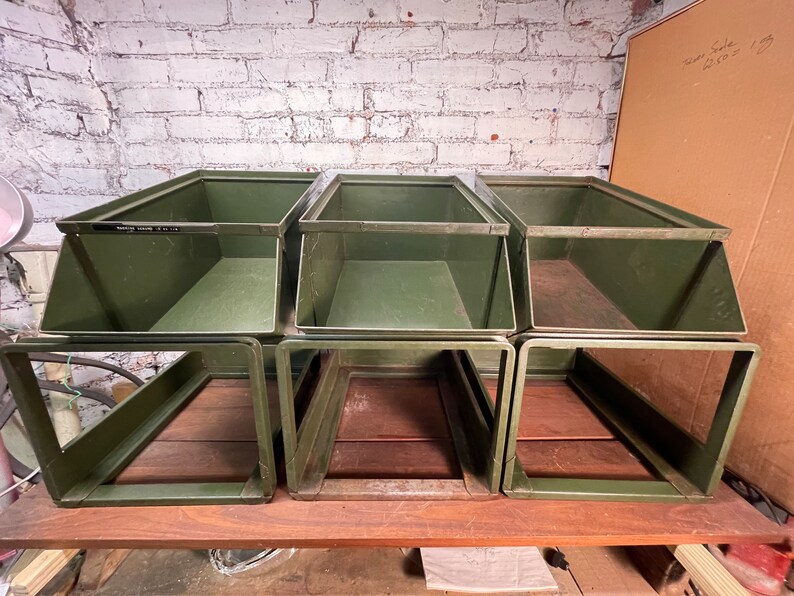 Rustic Metal Heavy Duty Industrial Stackable Metal Storage Bins ...