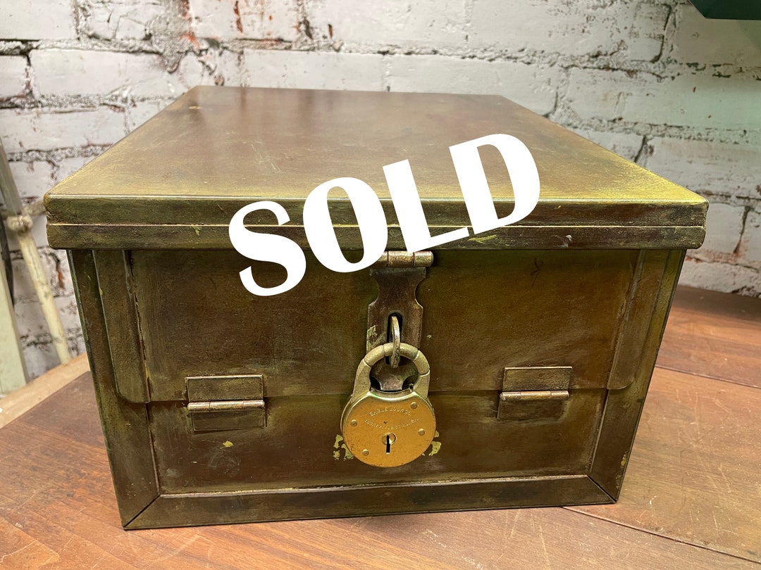 Vintage Heavy Metal Strong Box, Cash Box, Money Box, Documents Box ...