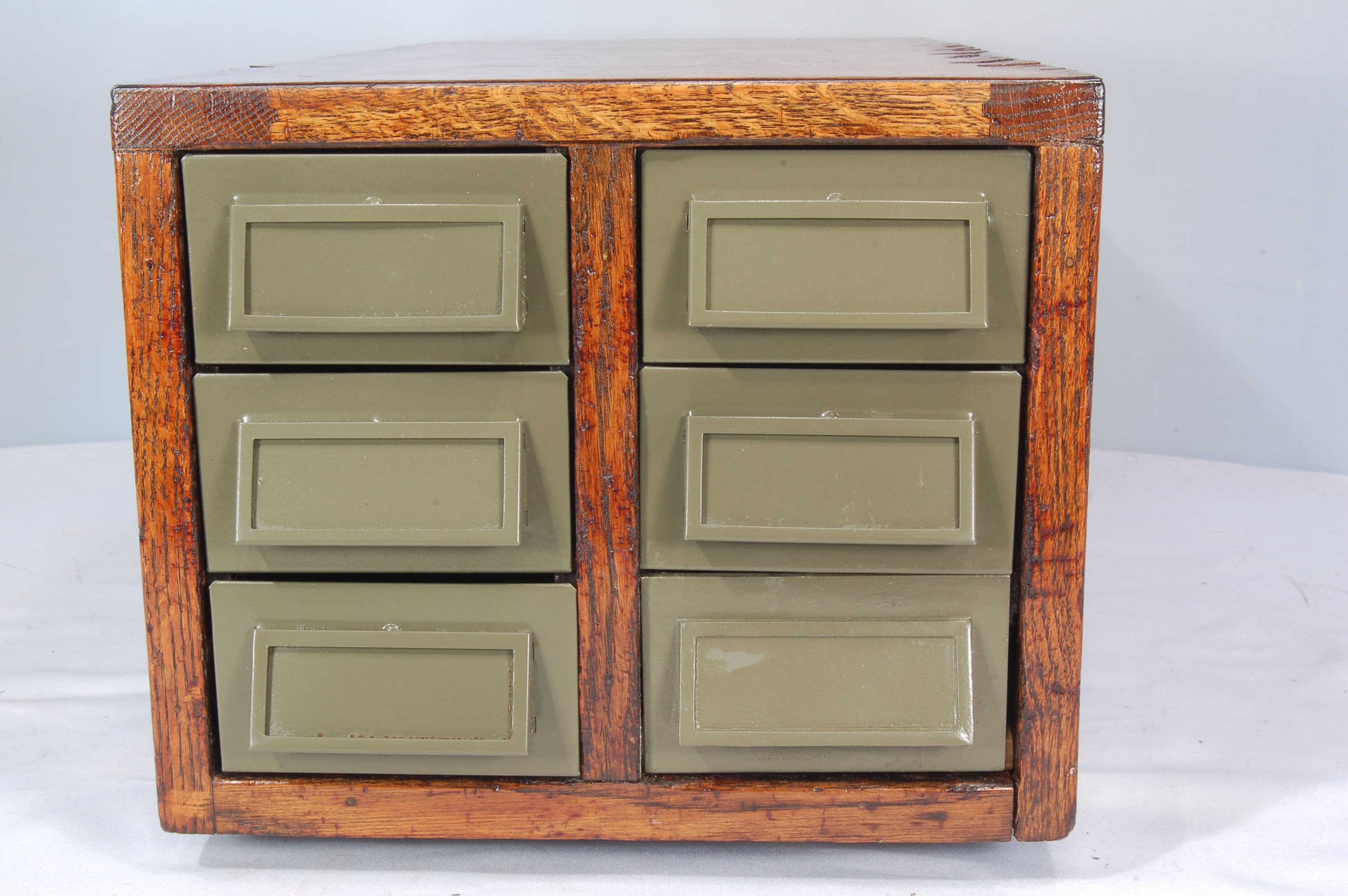 Vintage Wood & Metal 6 Drawer File Cabinet for Old Metal Address Plates ...