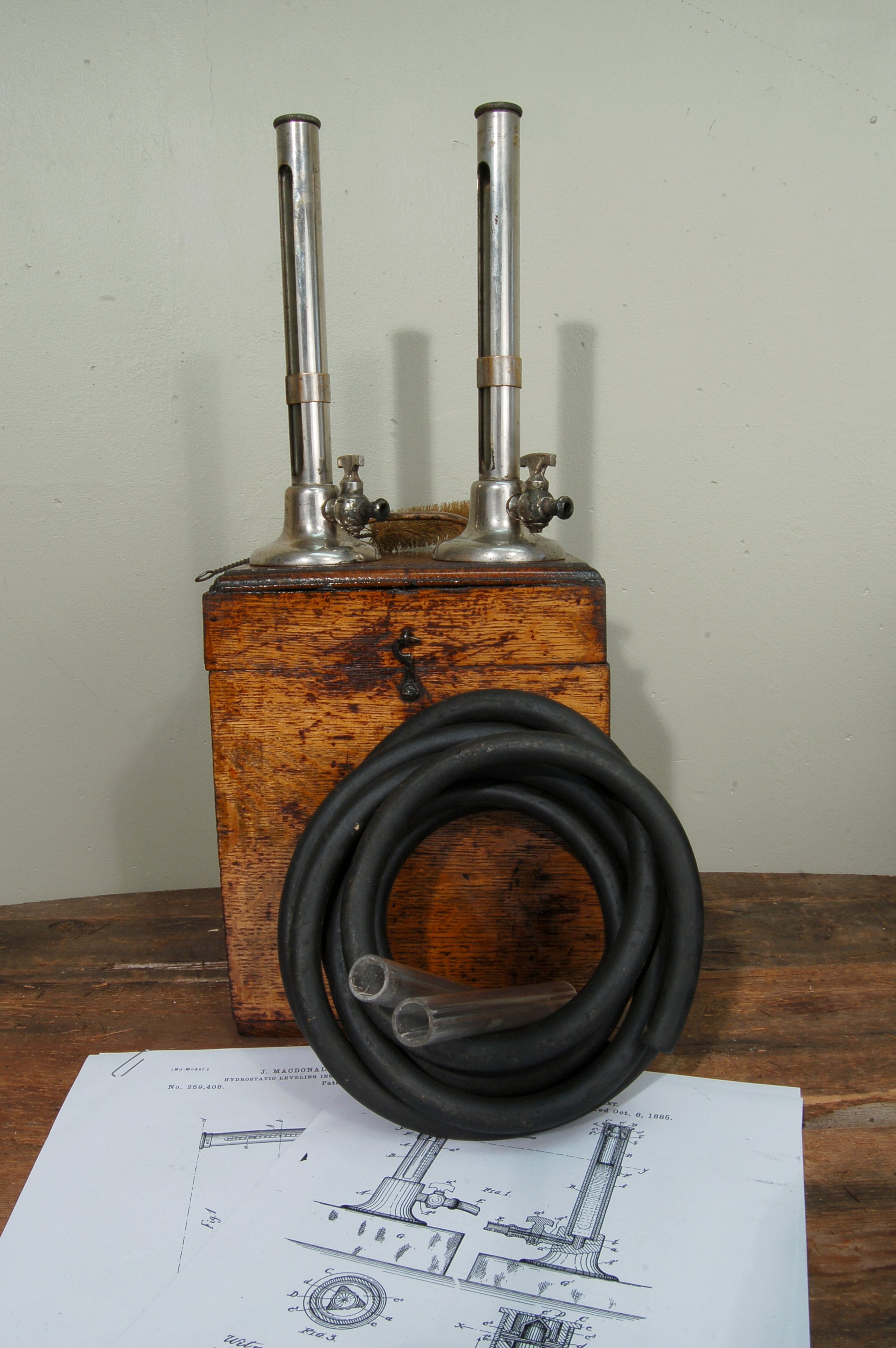 Antique Hydrostatic Leveling Instrument ((water Level) RARE! “patented ...