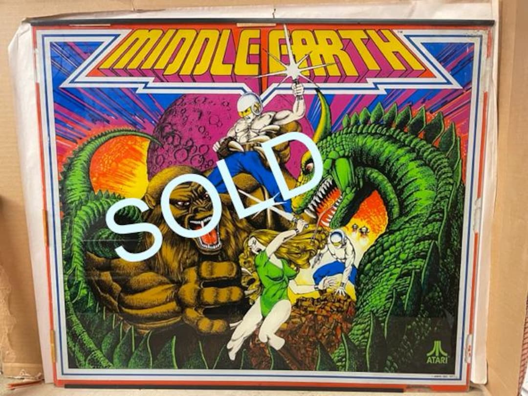 Vintage Original Atari 1978 Middle Earth Pinball Machine Back Glass ...