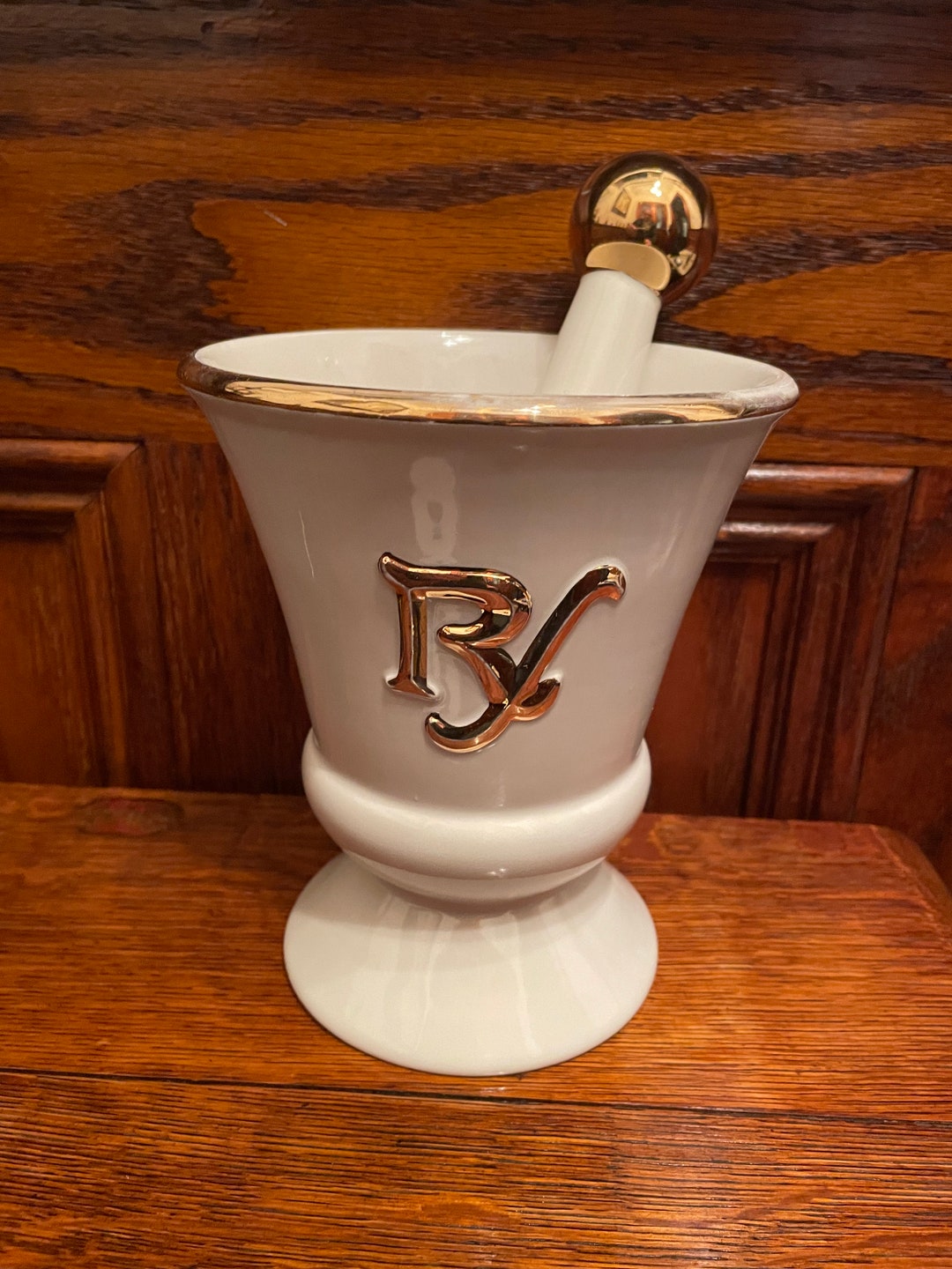 Vintage Large Ceramic RX Mortar & Pestle - Etsy