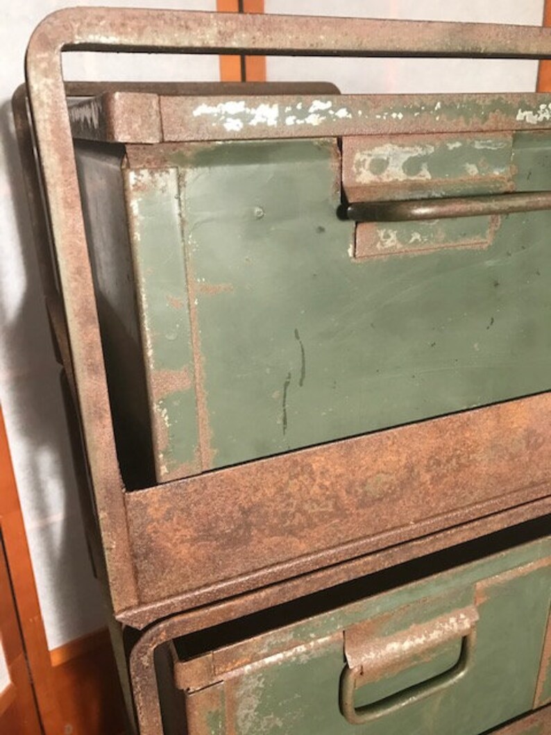 Vintage Rustic Industrial Metal Stackable Storage Bins pat 1932 ...