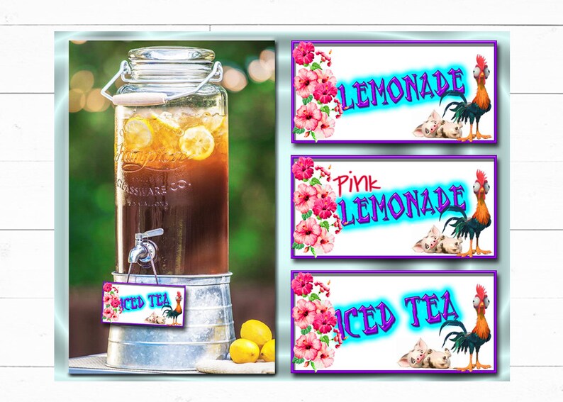 Moana Drink Labels | Moana Party Decorations Printable | Moana Birthday ...