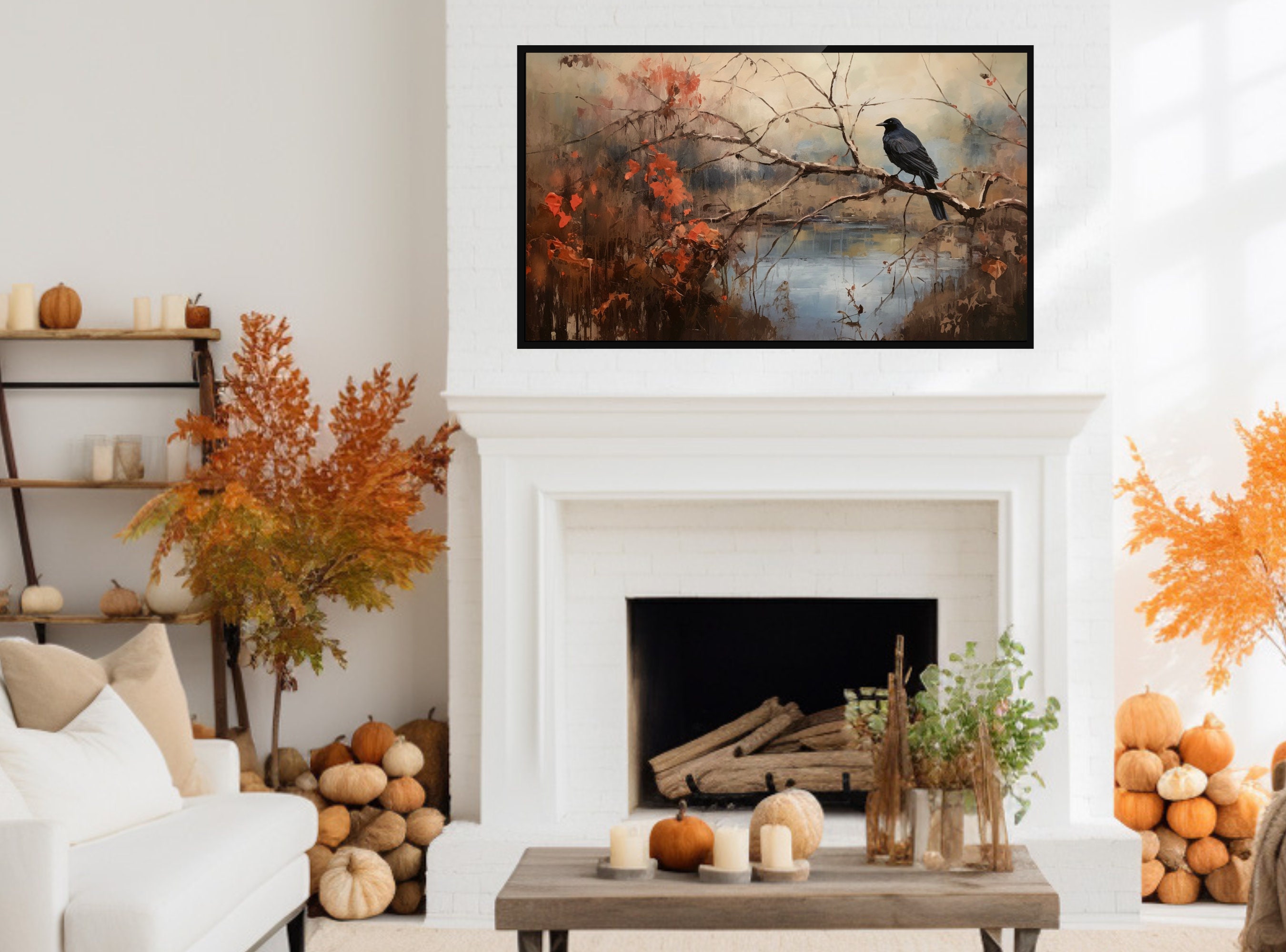 Raven Art | Wall Art for Halloween | Halloween Painting | Halloween ...