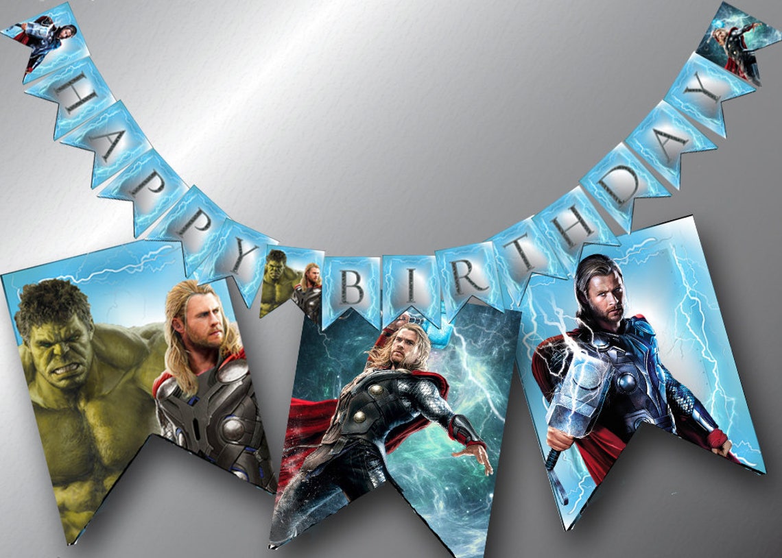 Thor Birthday Banner Printable | Thor Happy Birthday Banner | Thor ...