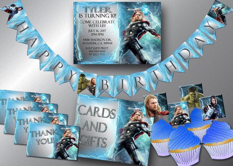 Thor Birthday Banner Printable | Thor Happy Birthday Banner | Thor ...