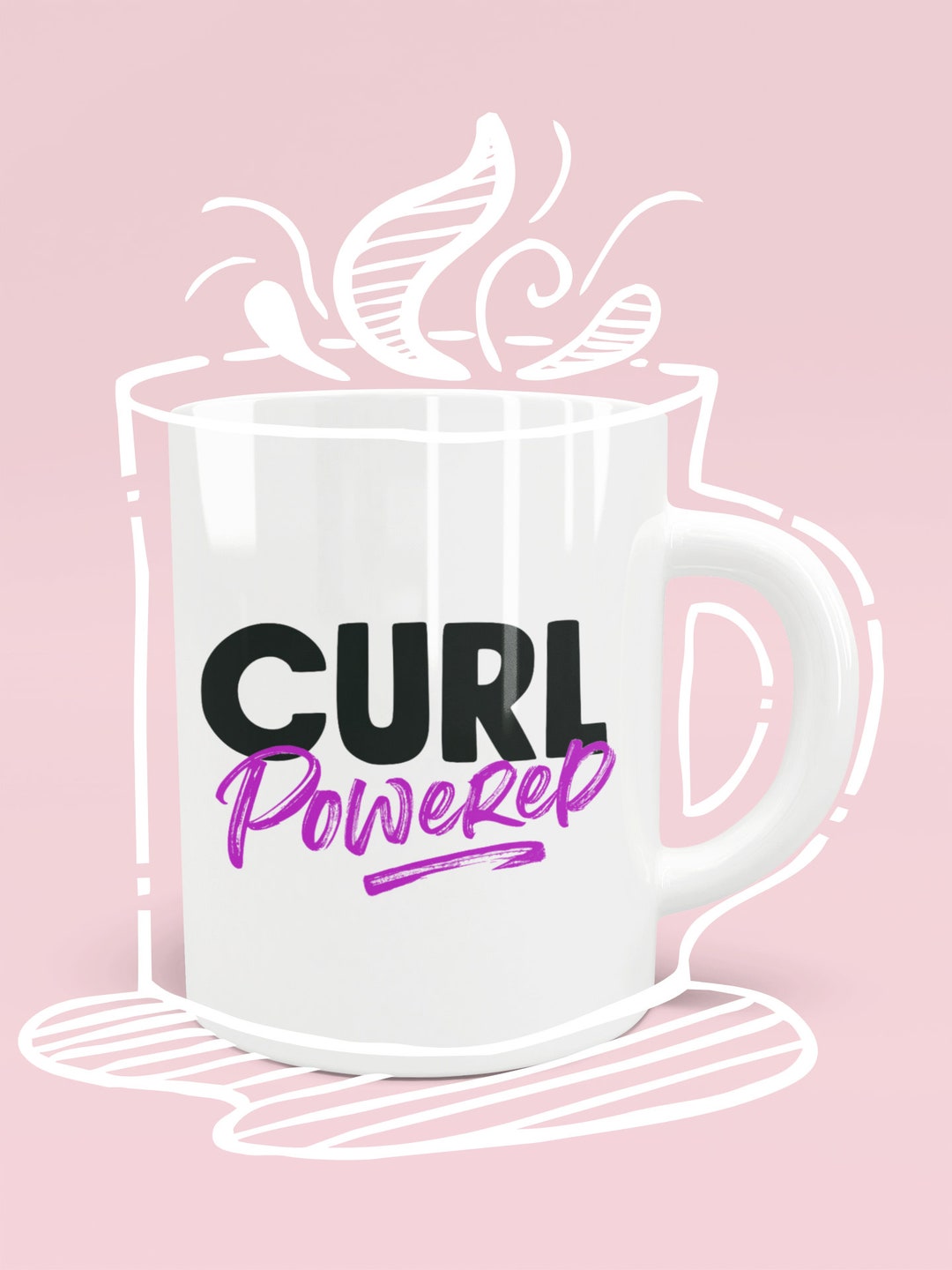 Curly Hair Mug - Curl Powered - Natural Hair Wavy Curls - Etsy
