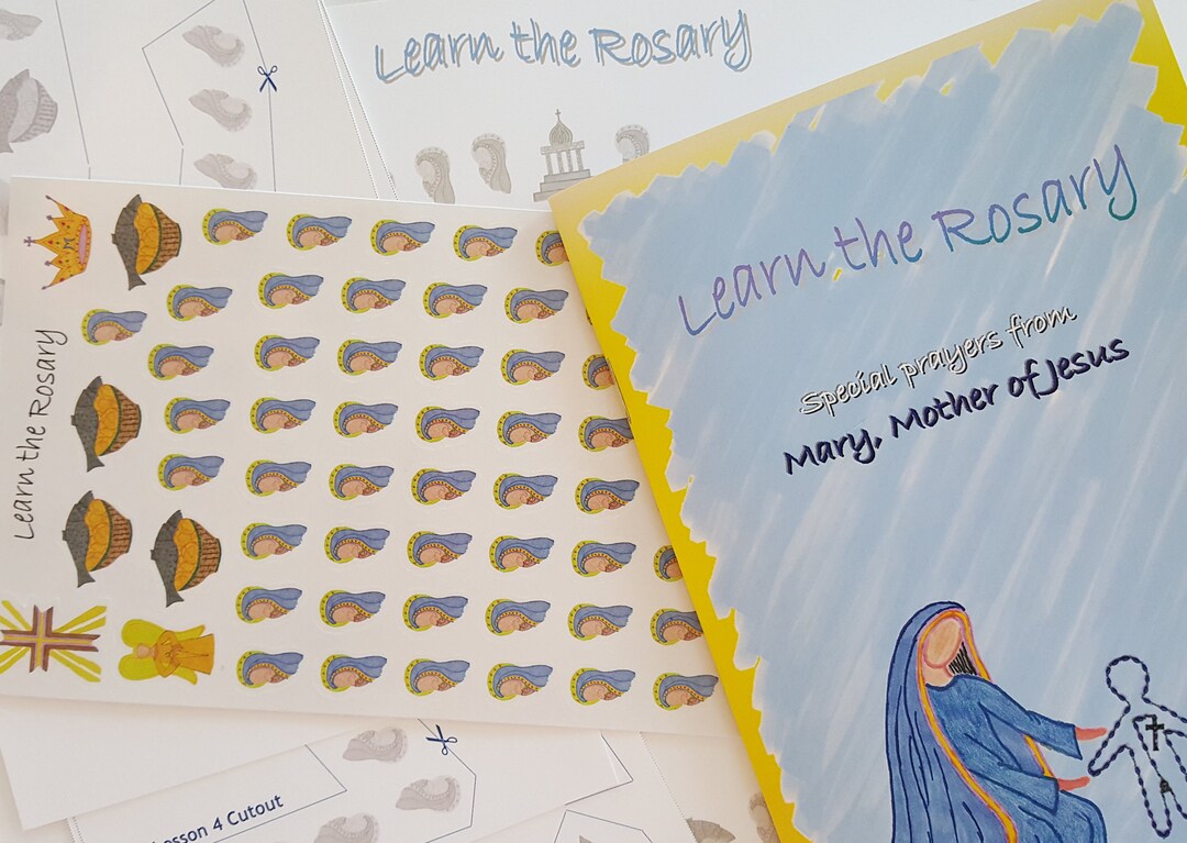 Children's Rosary Guide and Activity Kit - Prayers & Stickers ...