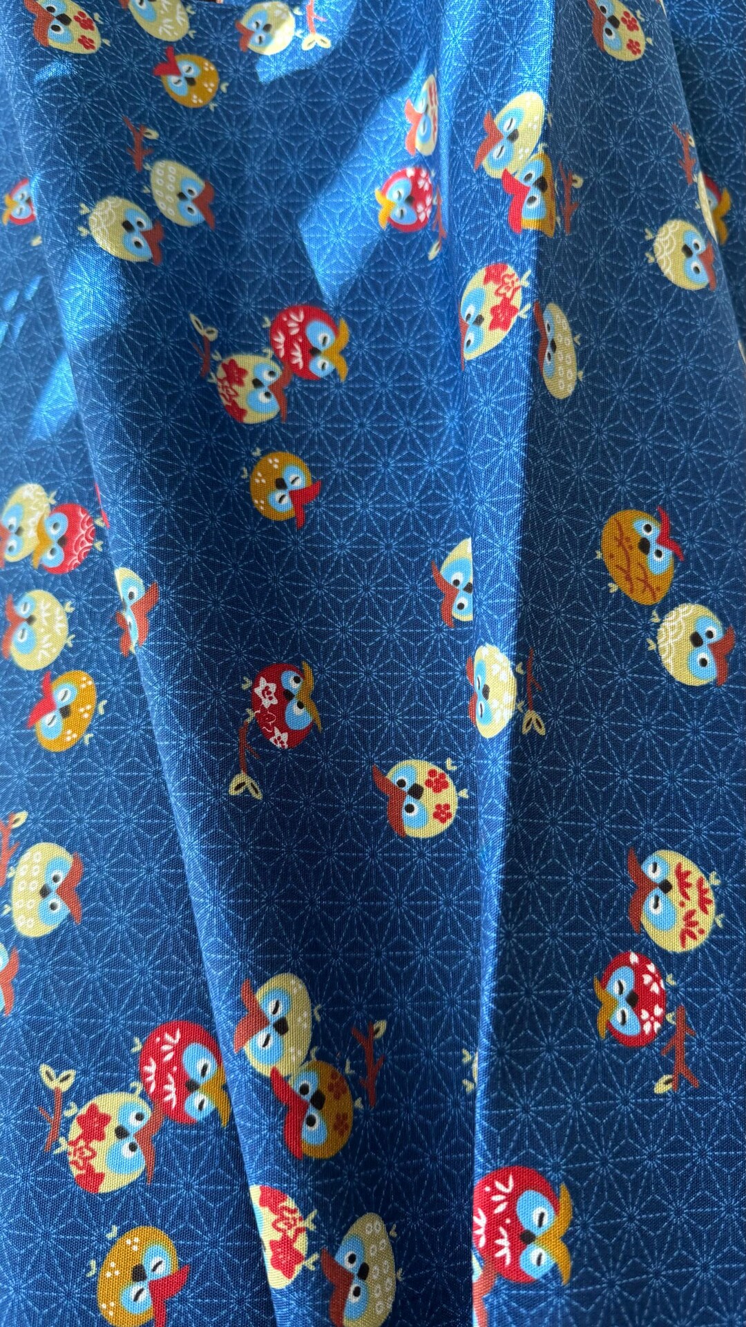 Bird Owl Design in Blue Background Made in Japan @rezellequilts - Etsy