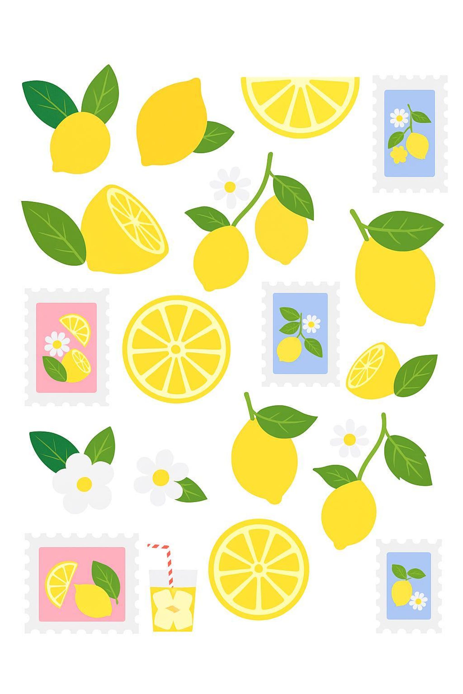 Lemon-themed Sticker Sheet | Summer Citrus Stickers | Daisy Lemon ...