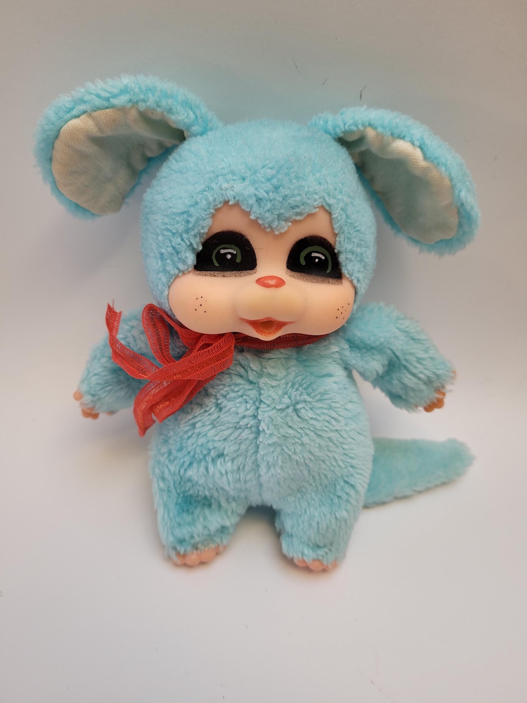 Vintage Monchhichi Raccoon Doll,blue Monchichi Hase,monchichi Bunny ...