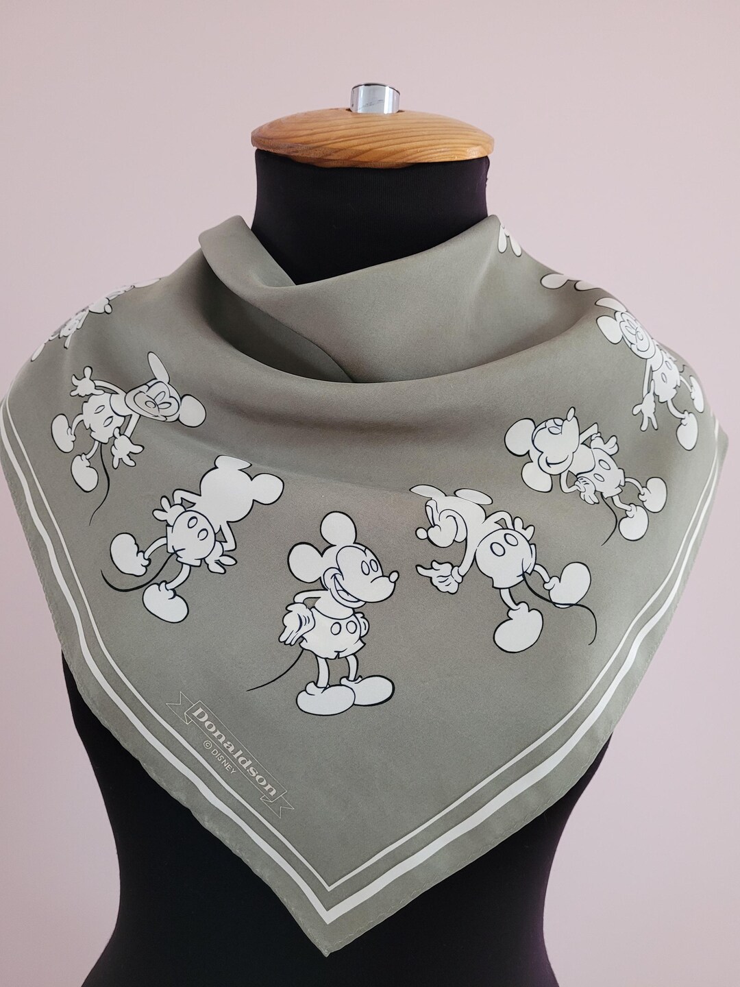 Vintage Donaldson Disney Company Silk Scarf Mickey Mouse Print - Unisex ...