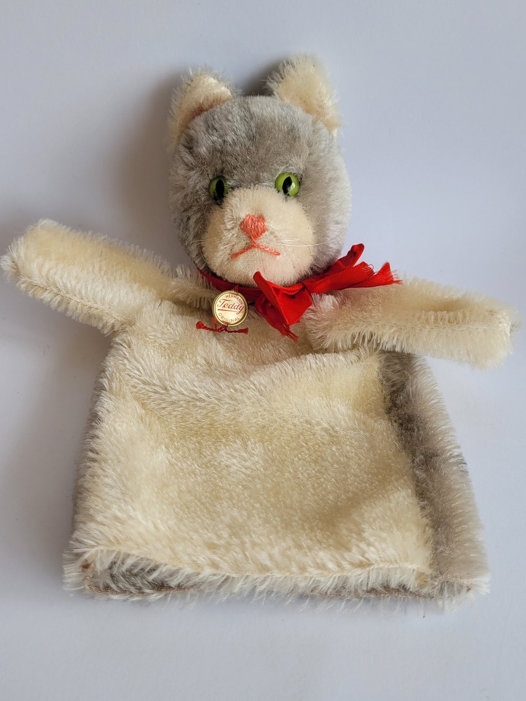 Hermann Teddy Tabby Mohair Cat Hand Puppet,top Condition, Firmly ...