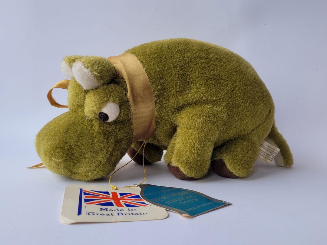 Vintage Merrythought Hippo Green Plush Stuffed Toy With All Labels 9in ...
