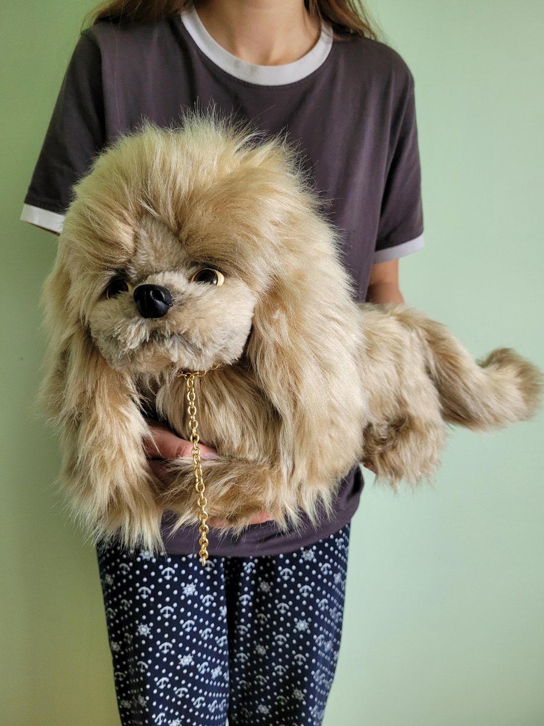 Vintage Japanese Long Fluffy Fur Pekingese Dog Stuffed Plush 18inch ...