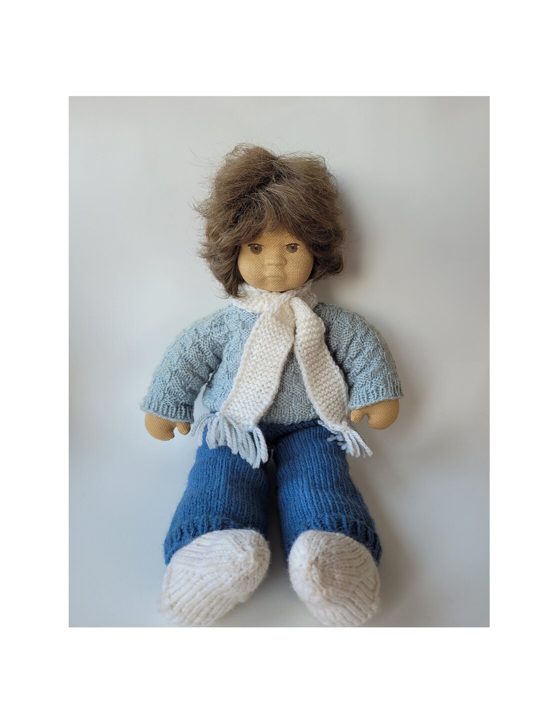 Vintage Stockinette Cloth Doll 18in, Molded Face,handknitted Clothes - Etsy