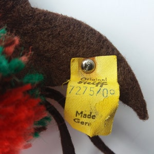Vintage STEIFF Pom-pom Wool FISH Red-green With Button and Flag 7275/09 ...