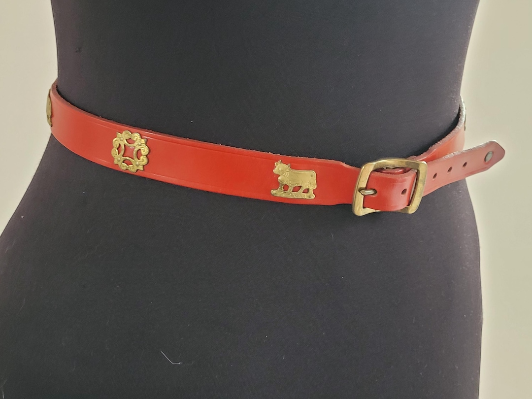 Vintage Swiss Traditional Appenzeller Farmers Leather Belt With Cows ...
