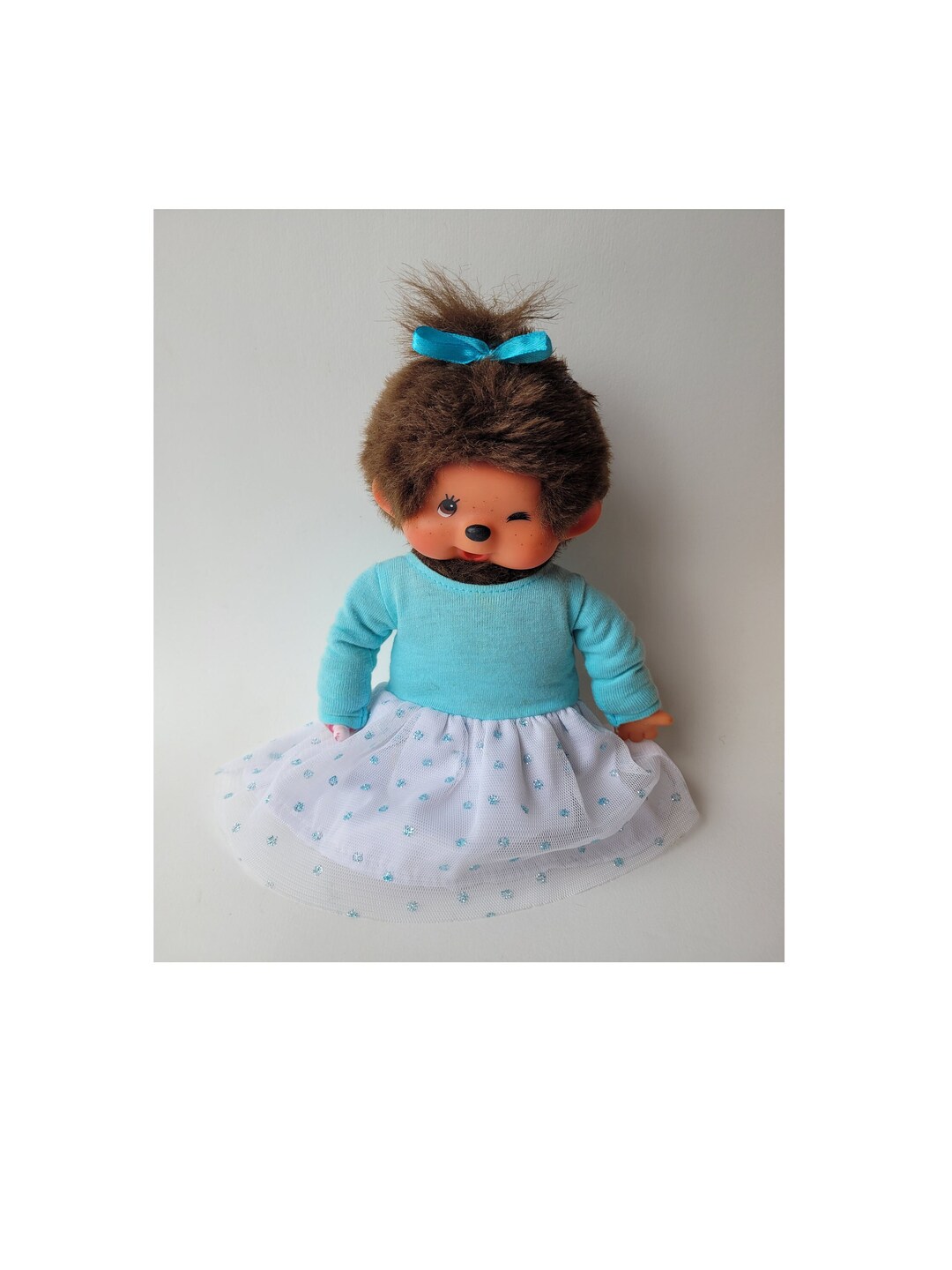 Vintage Monchhichi Monkey Girl Doll in Outfit ,rare Unusual Eyes ,8 ...