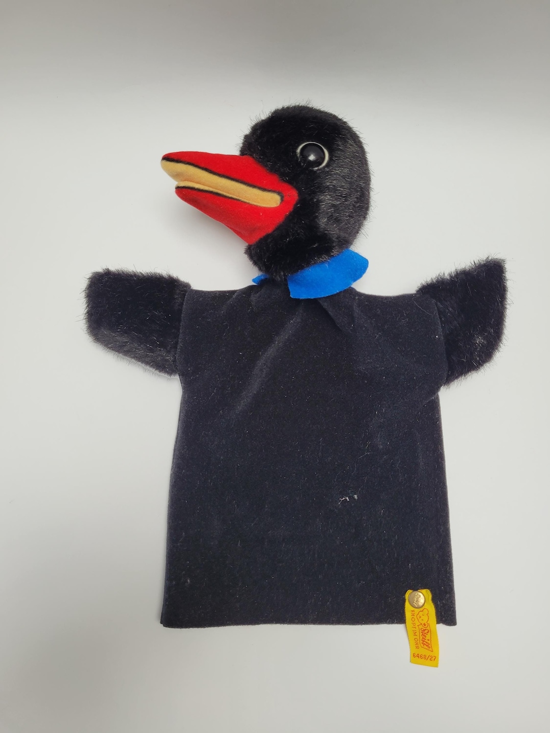 Steiff Raven Crow Hand Puppet Plush ,brass Button,vintage - Etsy