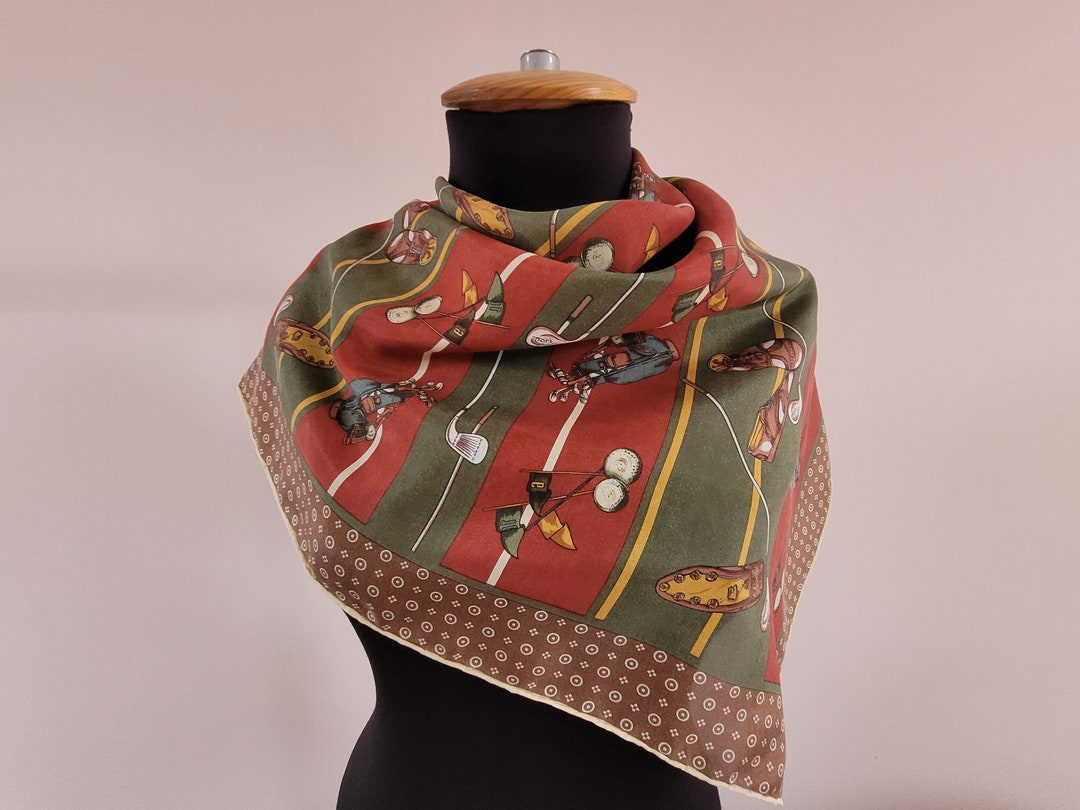 Vintage Golf Game Silk Scarf ,27 Inch Square ,handrolled - Etsy