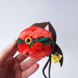 Vintage STEIFF Pom-pom Wool FISH Red-green With Button and Flag 7275/09 ...