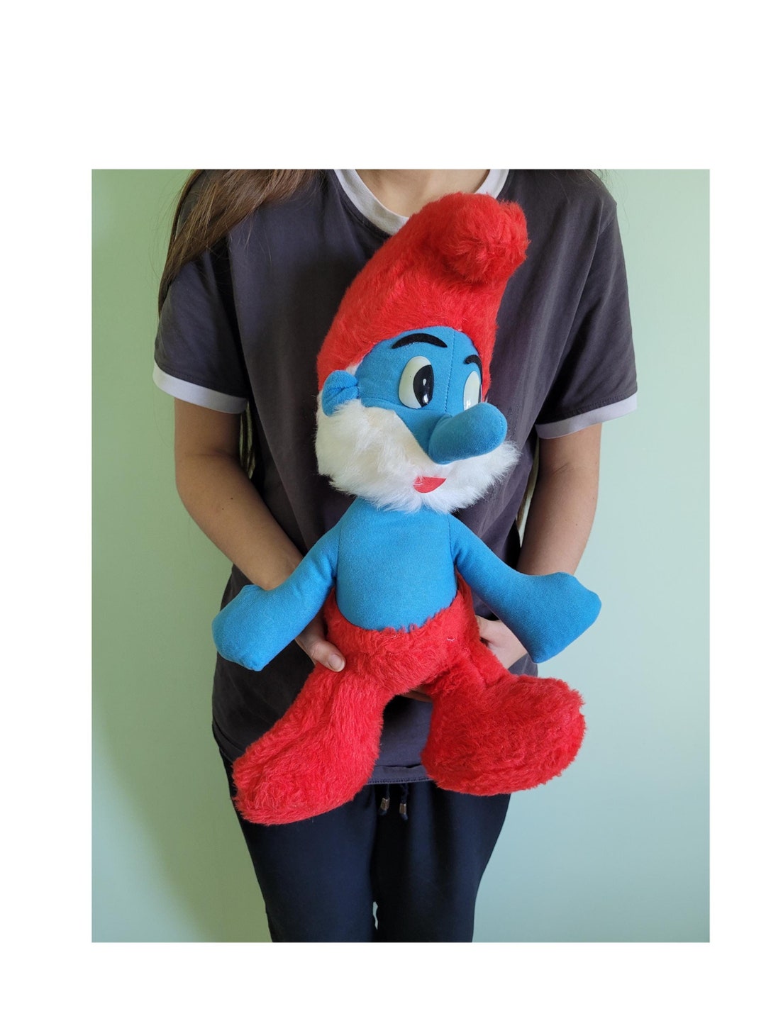Lenci SMURFS Stuffed Plush Papa Smurf Vintage 1980s Extra Large 20/50cm ...