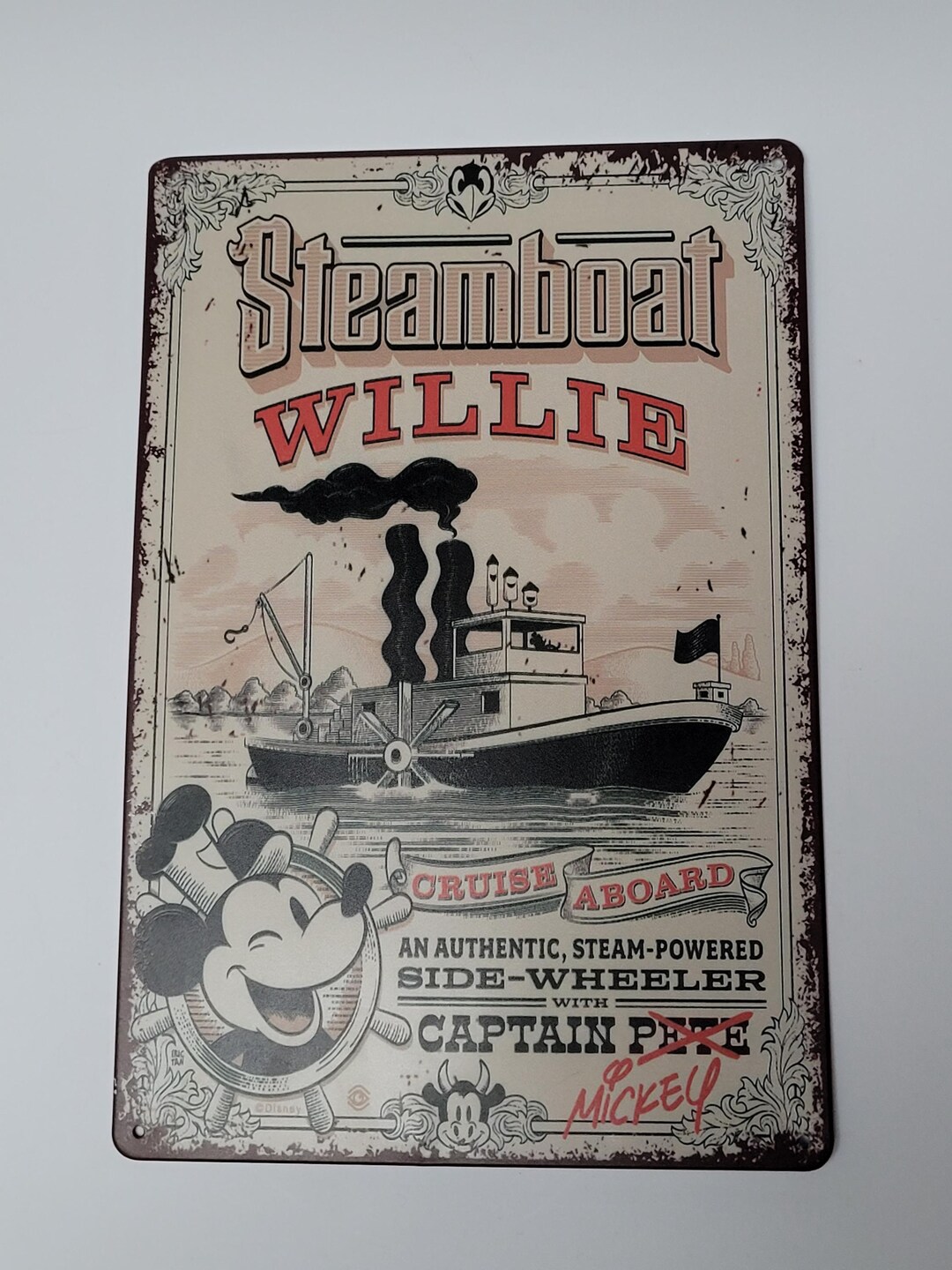 Steamboat Willie Mickey Mouse Metal Tin Sign Poster Wall Decor Vintage ...