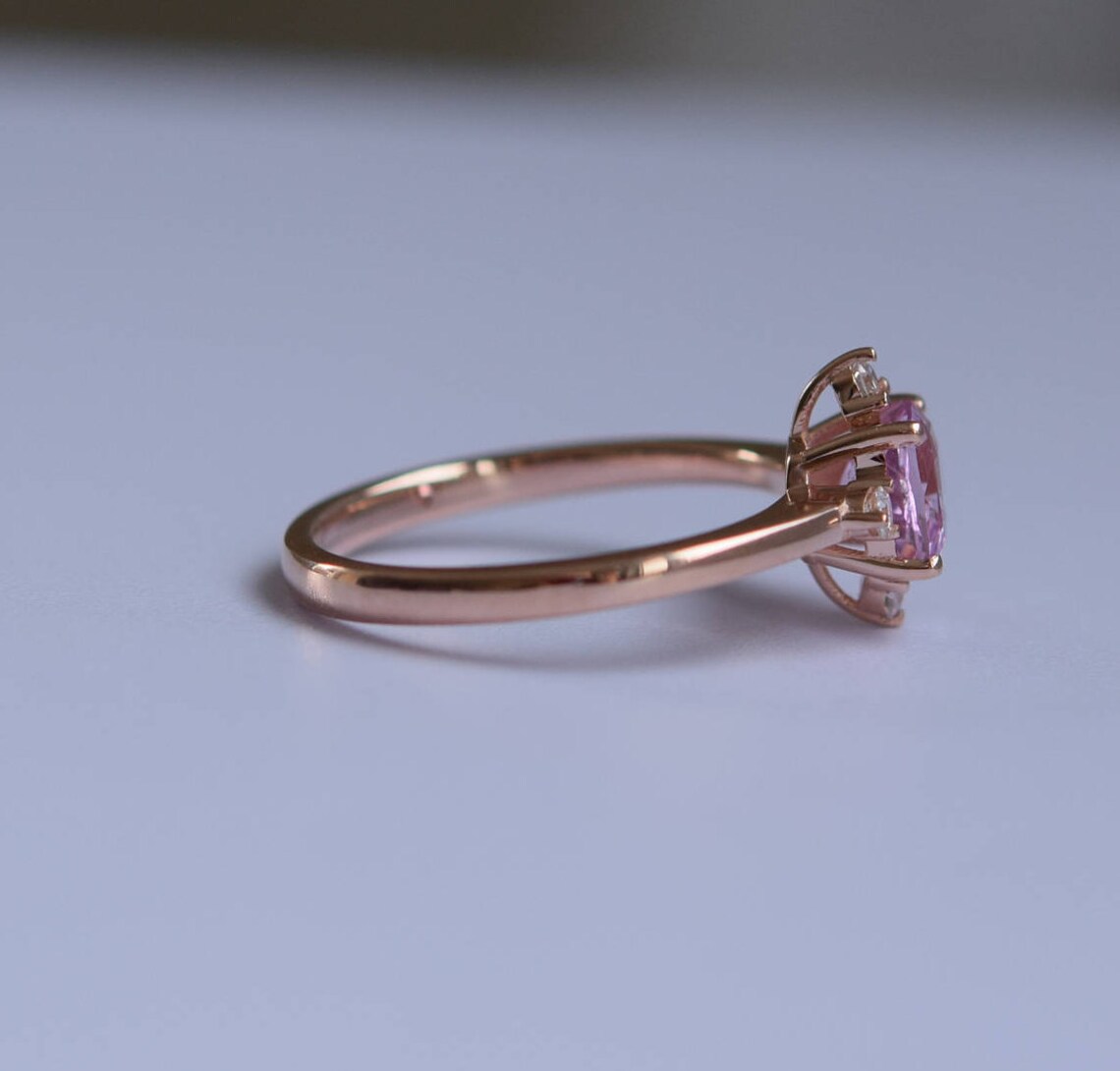 Raspberry Sapphire Engagement Ring. Promise Ring. Cushion - Etsy Canada