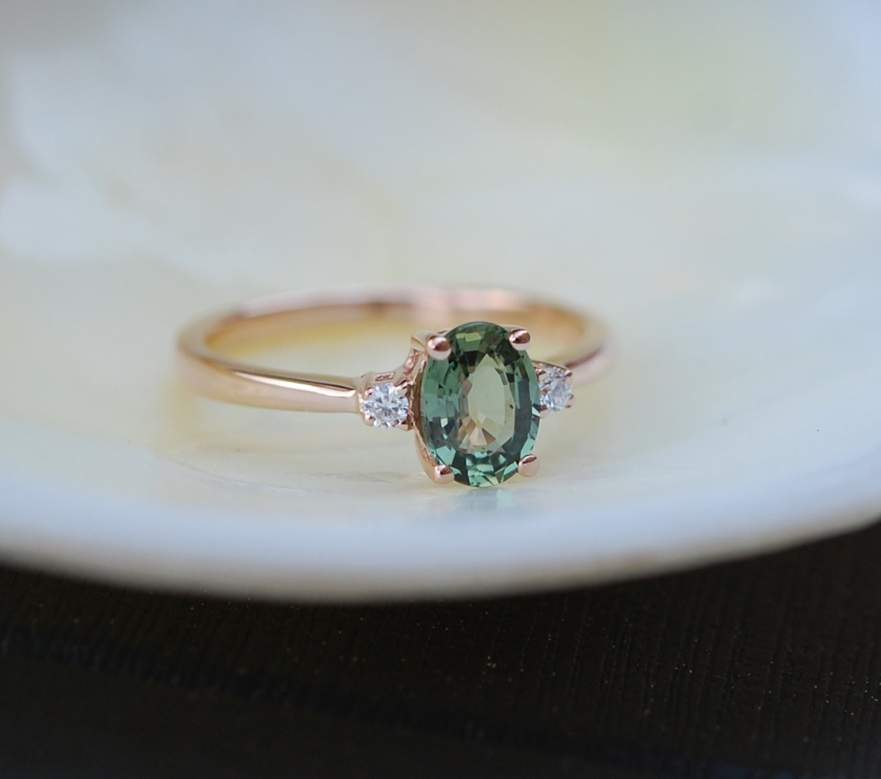 Green Sapphire Engagement Ring. Promise Ring. Cushion - Etsy