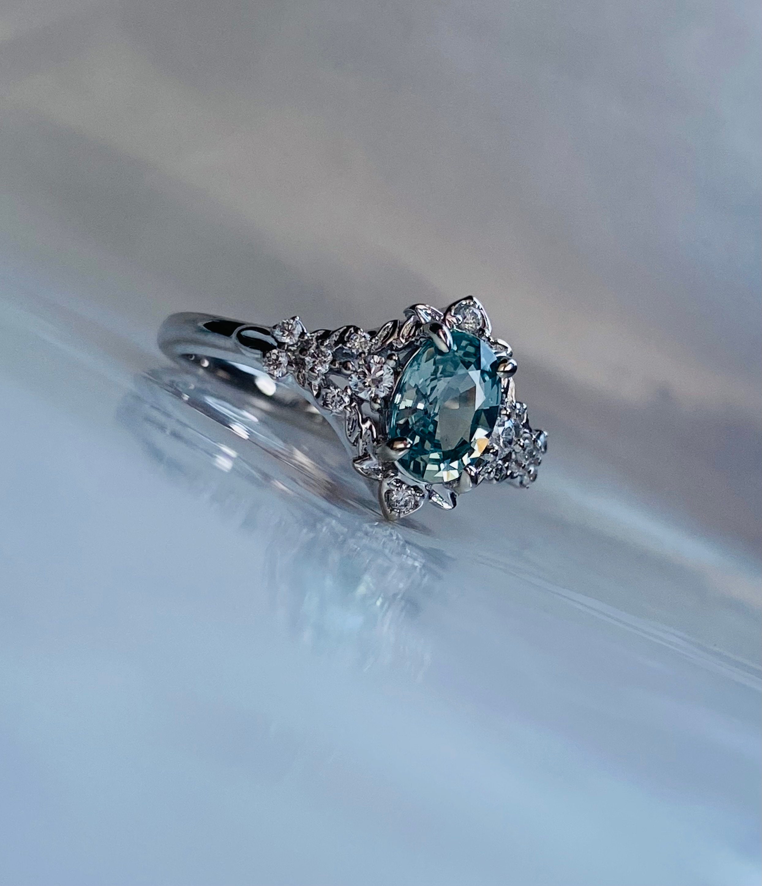 Ice Blue Sapphire Engagement Ring: Diamond White Gold Arwen Ring - Etsy